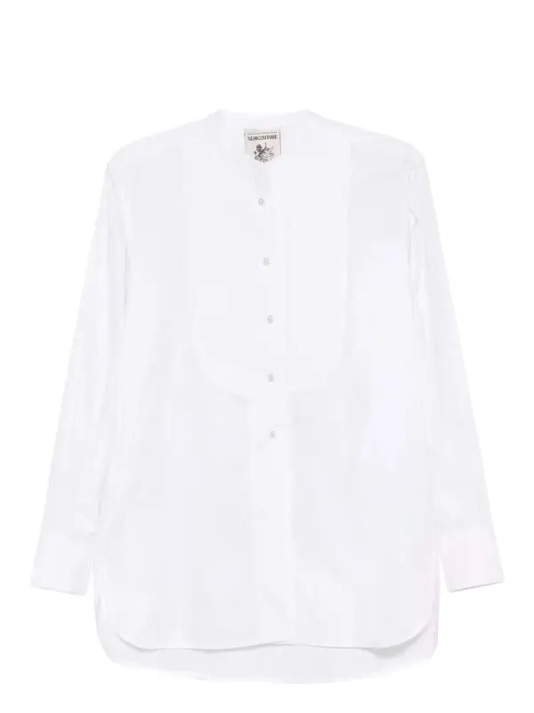SEMICOUTURE Band Collar Shirt With Bib Panel - White