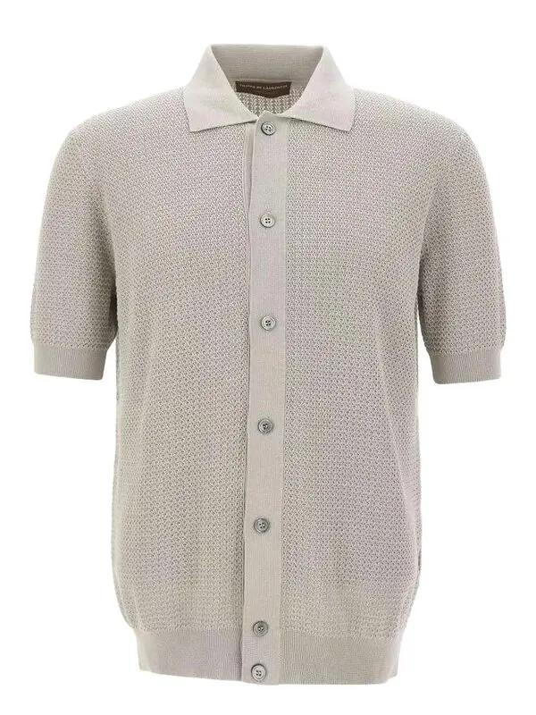 FILIPPO DE LAURENTIIS Textured-knit Short-sleeve Shirt - Grey