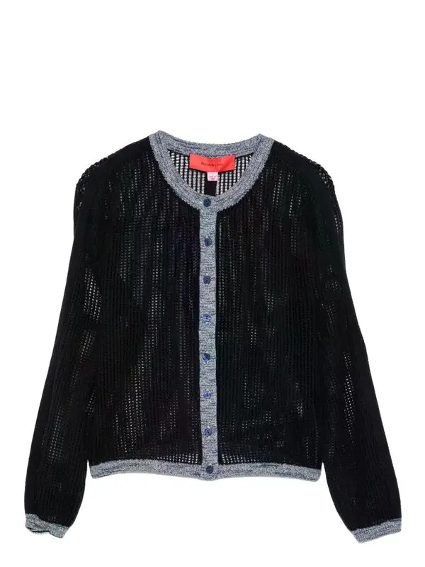 Eckhaus Latta Mesh-knit Contrast-trim Cardigan - Black