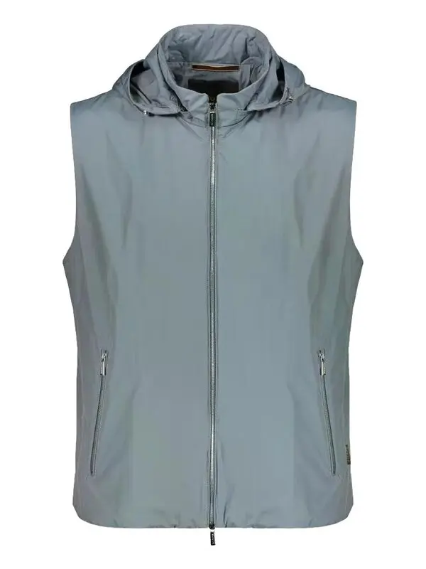 MOORER Hooded Zip-up Vest - Grey