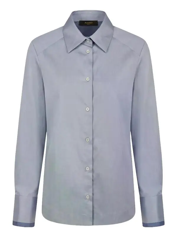 MOORER Striped Long Sleeve Shirt - Blue