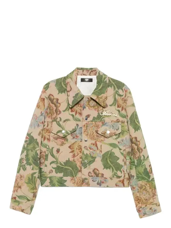 Amiri Floral Tapestry Logo-embroidered Jacket - Neutrals