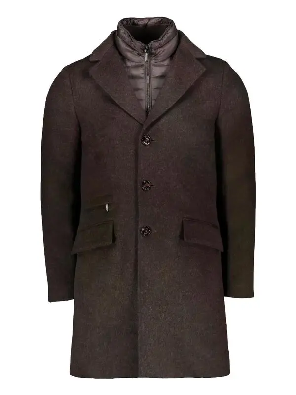MOORER Padded Button-down Coat - Brown
