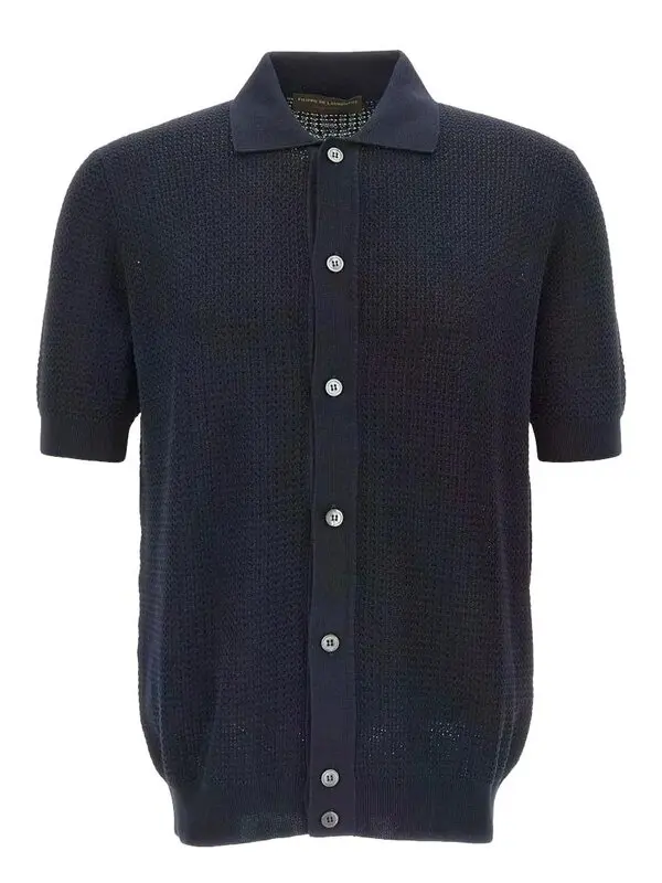 FILIPPO DE LAURENTIIS Textured Knit Shirt - Blue