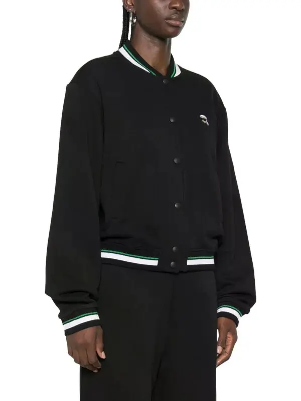Karl Lagerfeld Striped-trim Bomber Jacket - Black