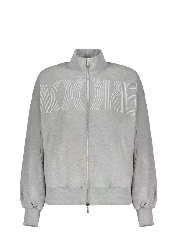 MOORER Zip-up Logo-embroidered Sweatshirt - Grey