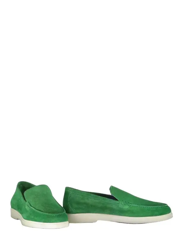 MOORER Topstitched Suede Loafers - Green