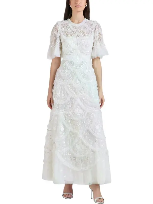 NEEDLE & THREAD Carmen Embellished Maxi Dress - White