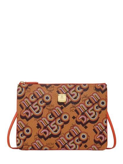 Mcm Aren Crossbody Pouch In Disco Visetos - Cognac