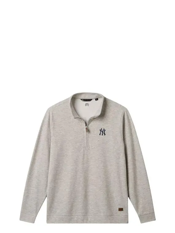 Travis Mathew New York Yankees Cloud Home Game Quarter-zip Pullover - Heather Gray