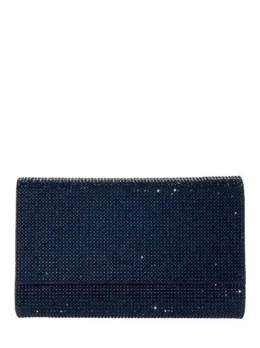 Judith Leiber Fizzoni Beaded Clutch - Silver Navy
