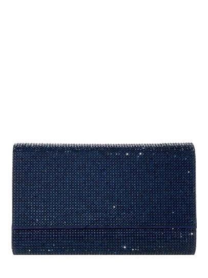Judith Leiber Fizzoni Beaded Clutch - Silver Navy