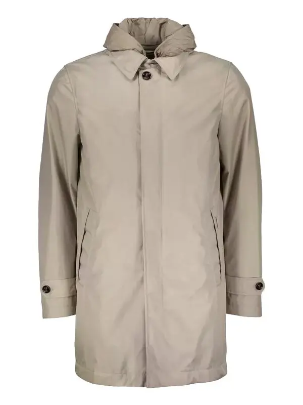 MOORER Hooded Single-breasted Overcoat - Neutrals