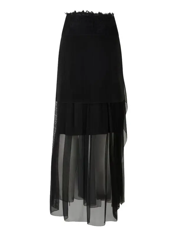 Alberta Ferretti Lace-trim Pleated Midi Skirt - Black