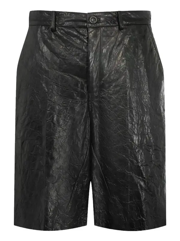 Rick Owens Crinkled-finish Leather Shorts - Black