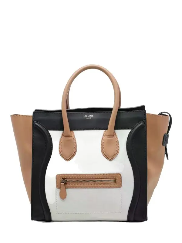 Celine Mini Tricolor Calfskin Luggage Tote Bag - White