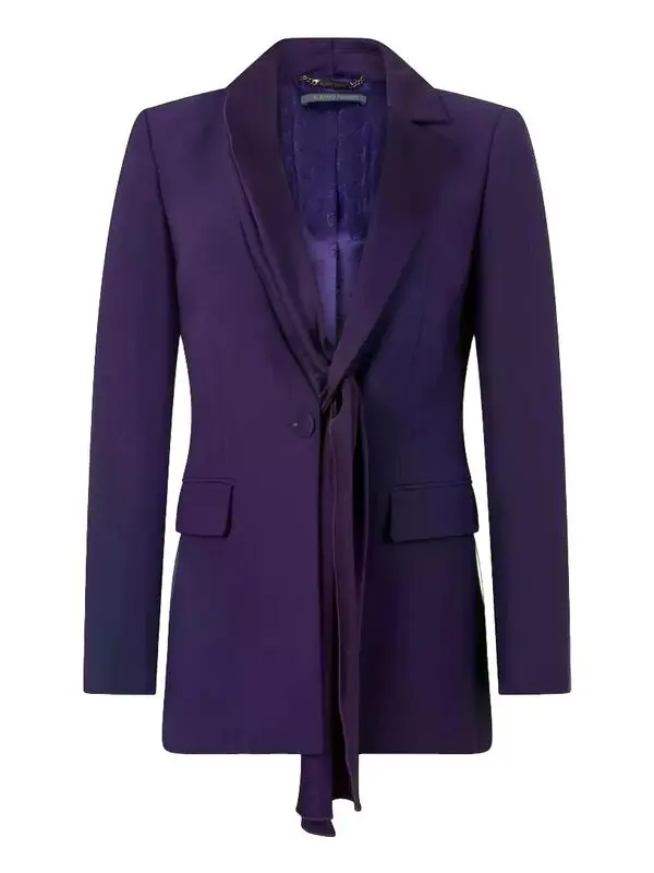 Alberta Ferretti Single-breasted Blazer With Scarf Detail - Purple