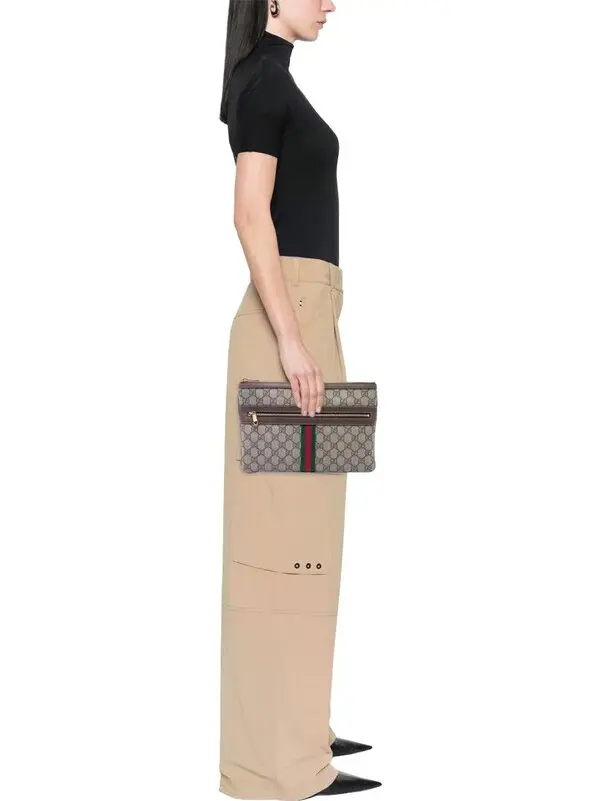 Gucci Ophidia Gg Supreme Web Clutch Bag - Neutrals