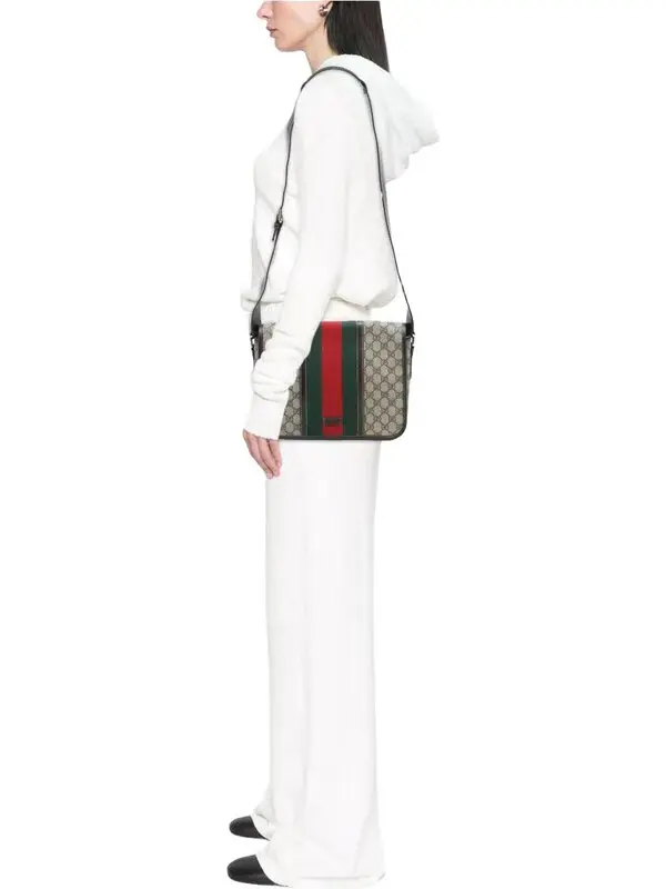Gucci 2016-2026 Gg Supreme Web Crossbody Bag - Neutrals