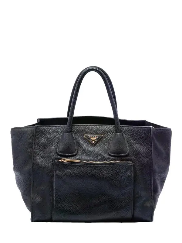 Prada Vitello Daino Convertible Tote Satchel - Black
