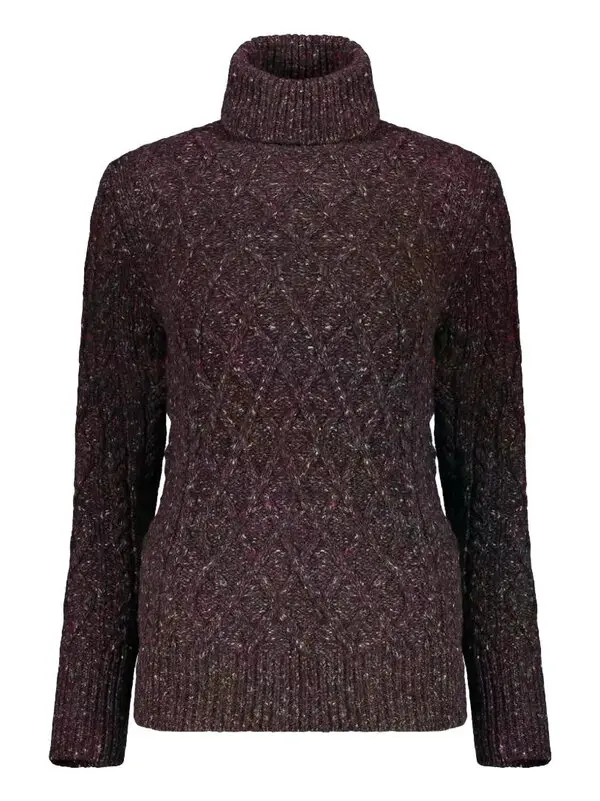 MOORER Cable Knit Roll-neck Sweater - Purple