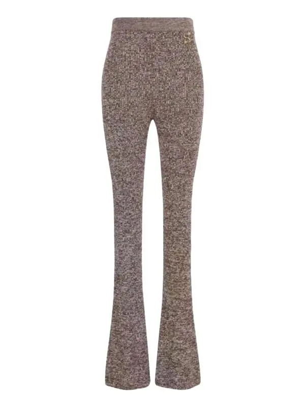 Sportmax Ribbed-knit Flared Trousers - Brown