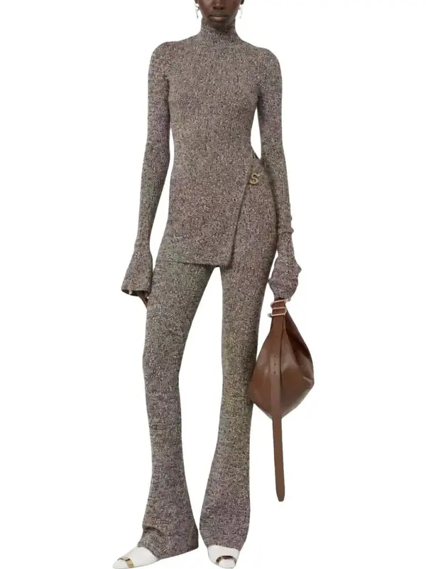 Sportmax Logo Plaque Flared Trousers - Brown