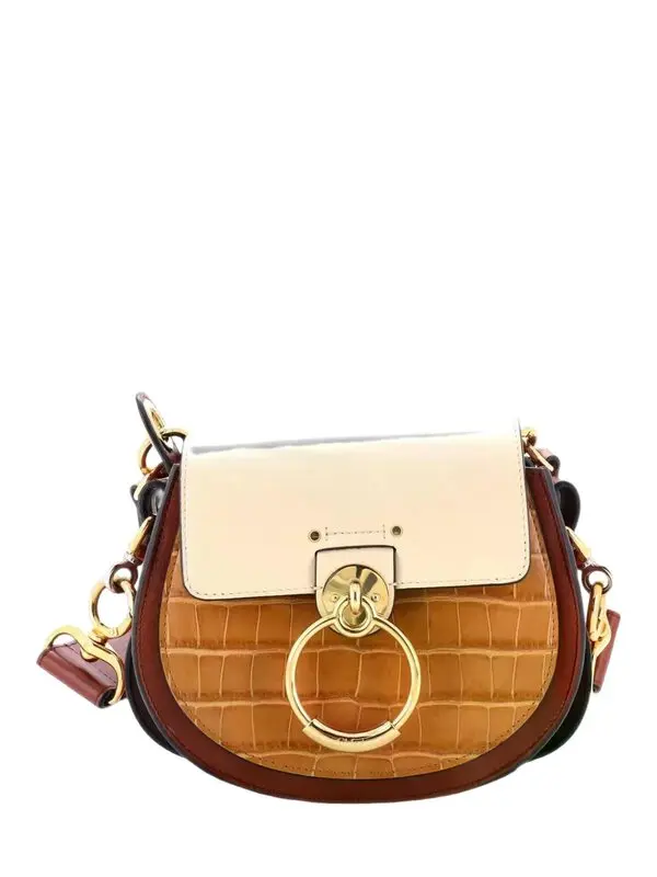 Chloé Tess Bag With Crocodile Embossed Detail - Brown