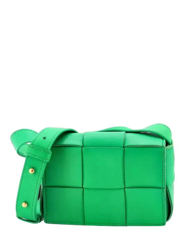 Bottega Veneta Cassette Maxi Intrecciato Leather Candy Crossbody Bag - Green