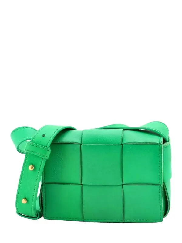 Bottega Veneta Cassette Maxi Intrecciato Leather Candy Crossbody Bag - Green