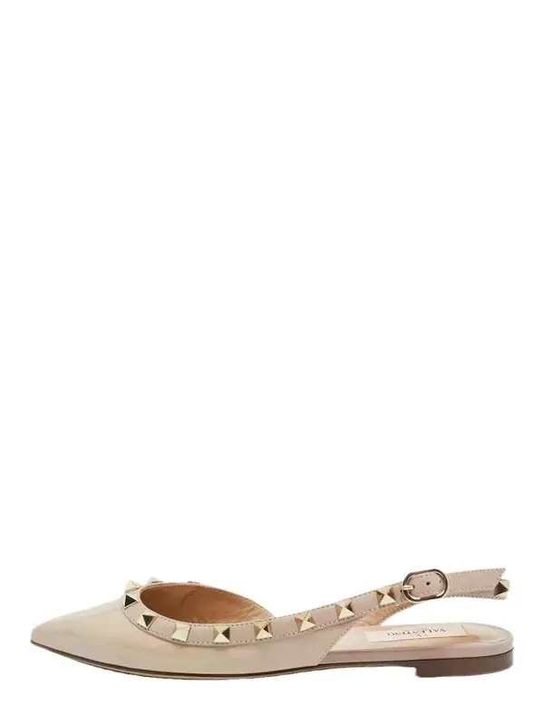 Valentino Garavani Rockstud Leather Ballet Flats - Neutrals