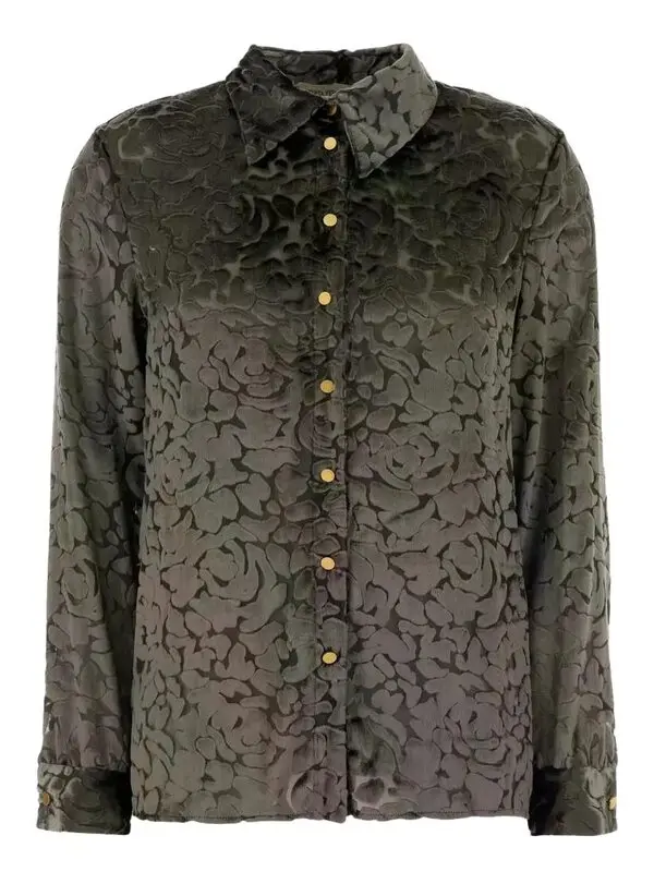 Alberta Ferretti Floral-devoré Velvet Shirt - Grey