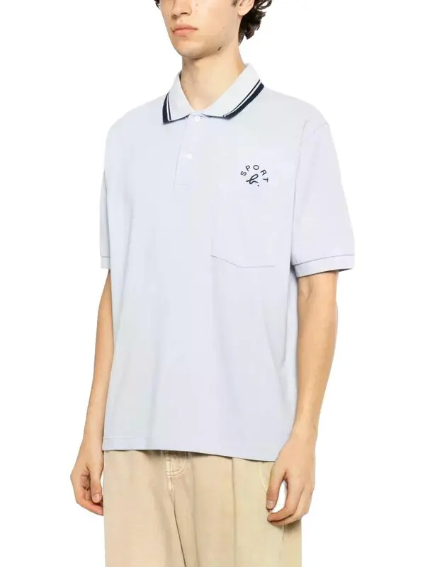 AGNES B. Logo-embroidered Polo Shirt - Blue
