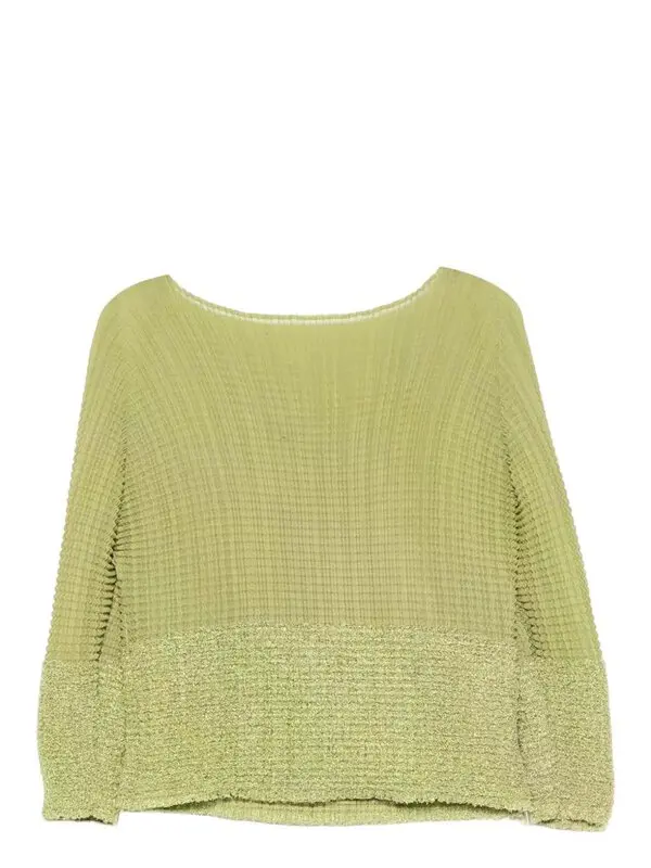 Issey Miyake Three-quarter Sleeve Textured Top - Green