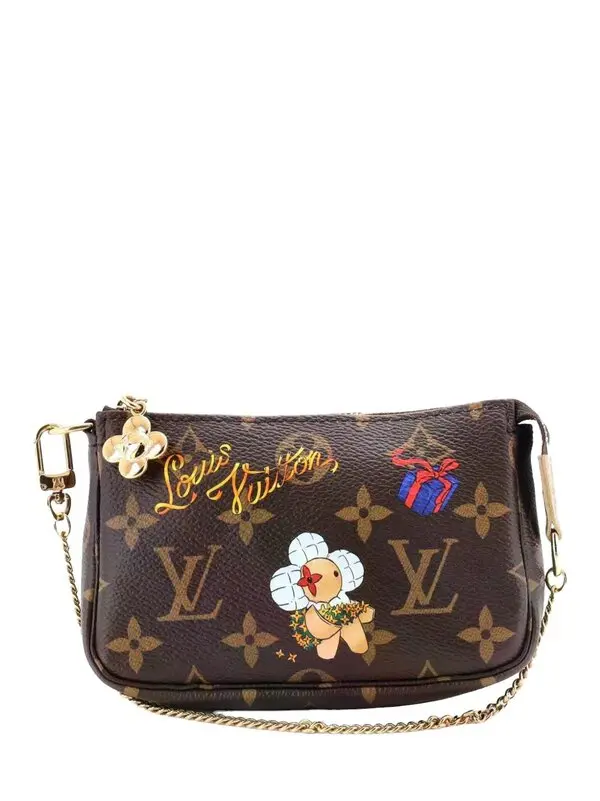 LOUIS VUITTON Pochette Accessoires Limited Edition Vivienne Xmas Monogram Canvas Mini Clutch Bag - Brown