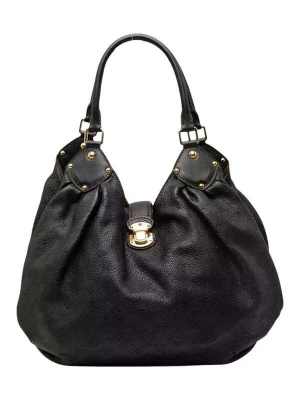 LOUIS VUITTON Monogram Mahina L Hobo Bag - Black