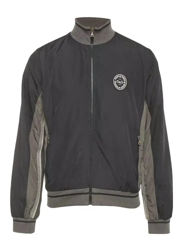 Dolce & Gabbana Lightweight Logo Patch Zip-up Jacket - Black