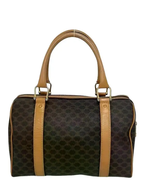 Celine 2013 Macadam Coated Canvas Boston Bag - Brown