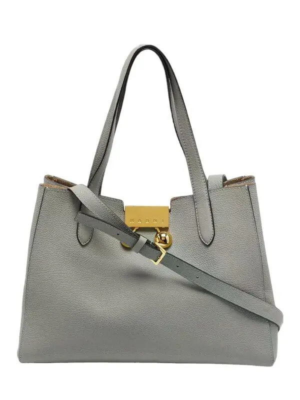 Marni Trunkaroo Leather Tote Bag - Grey