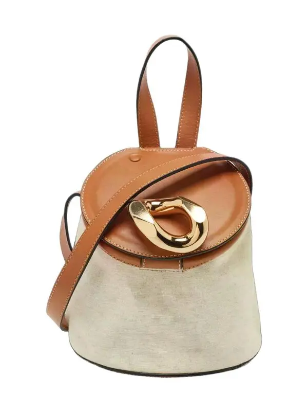 JW Anderson Lid Leather-harness Bucket Bag - Brown