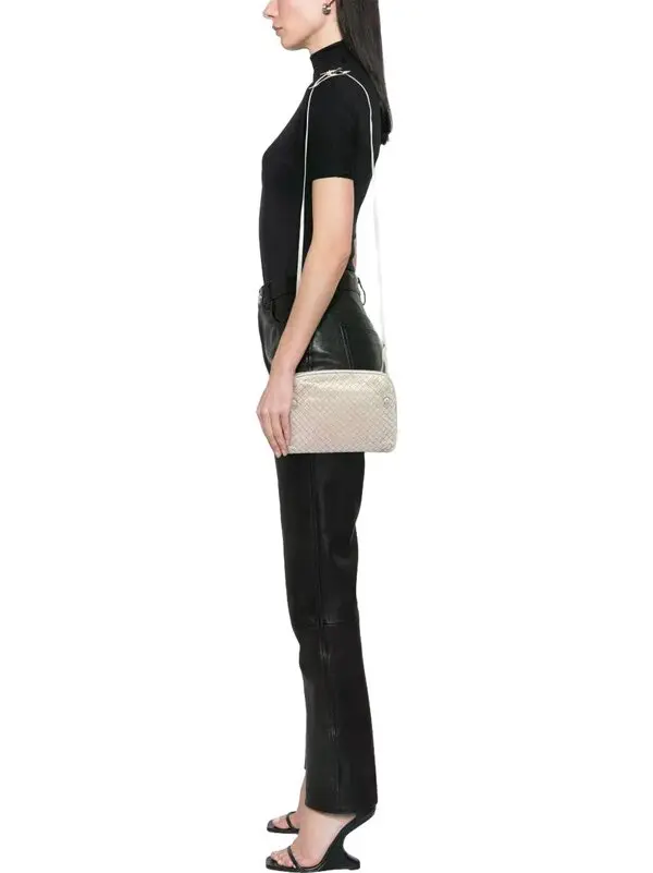 Bottega Veneta Nappa Intrecciato Nodini Crossbody Bag - White