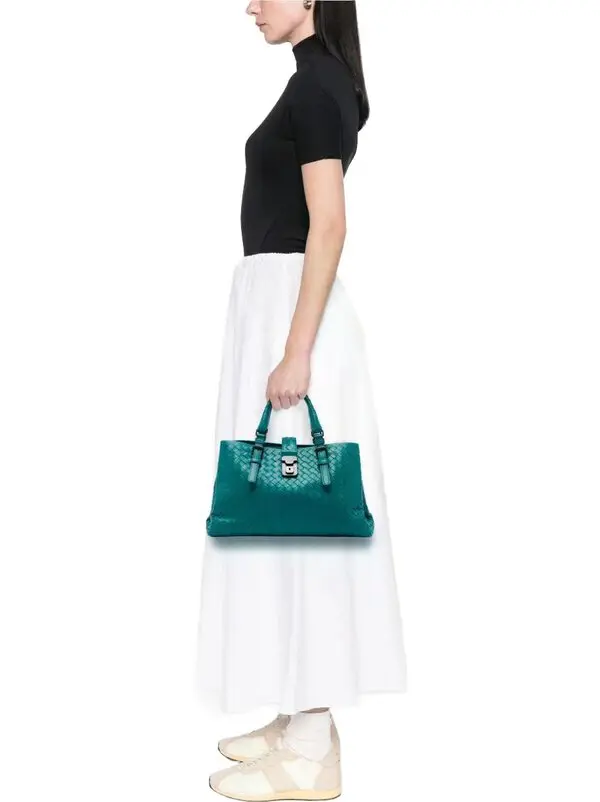 Bottega Veneta Small Nappa Intrecciato Roma Satchel - Blue