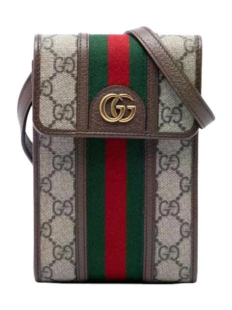 Gucci Mini Gg Supreme Ophidia Web Crossbody Bag - Neutrals