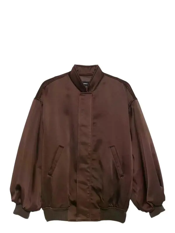 Federica Tosi Satin-finish Oversized Bomber Jacket - Brown