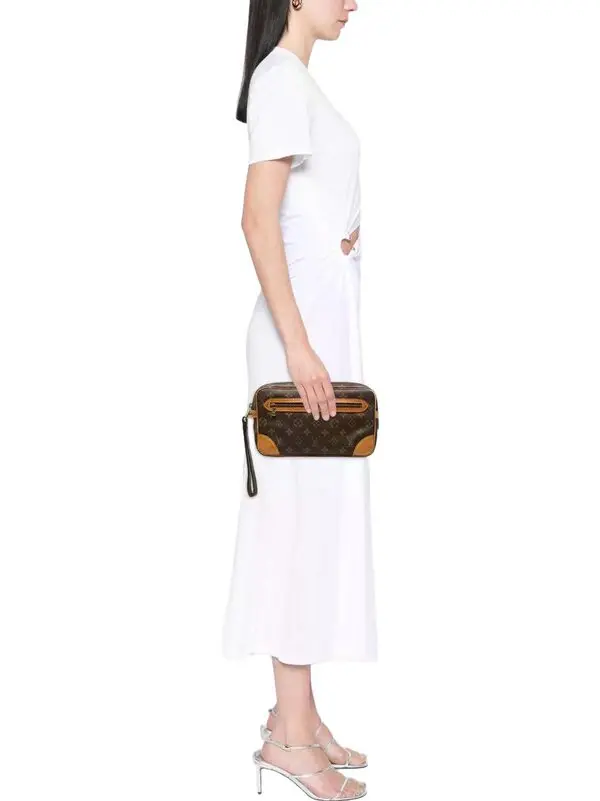 LOUIS VUITTON 1998 Monogram Marly Dragonne Gm Clutch Bag - Brown