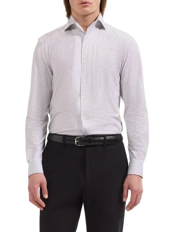 Bugatchi Devon Long Sleeve Ooohcotton Shirt - White