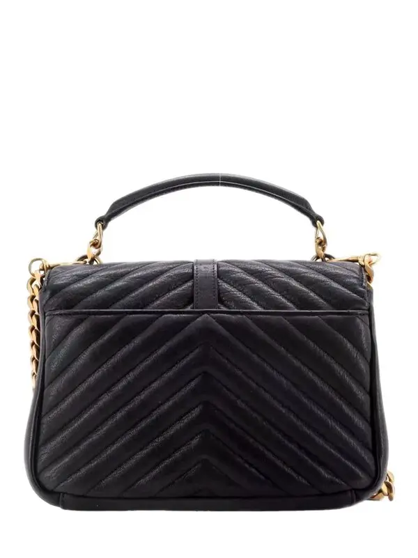 Saint Laurent Matelassé Chevron Leather Monogram College Shoulder Bag - Black