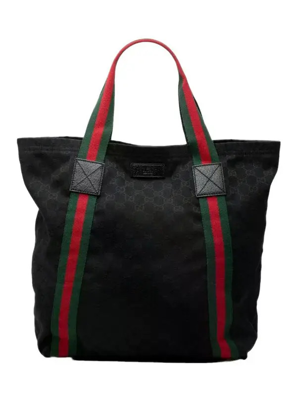 Gucci 2000-2015 Gg Canvas Web Tote Bag - Black