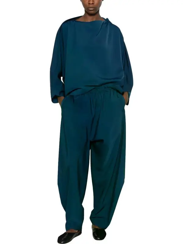 Issey Miyake Draped Boat-neck Top - Blue