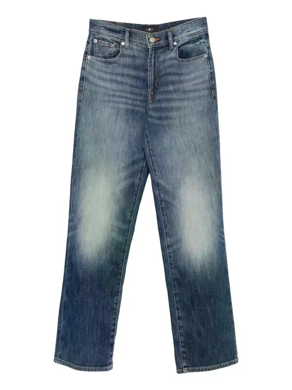 7 For All Mankind Faded Straight-leg Jeans - Blue